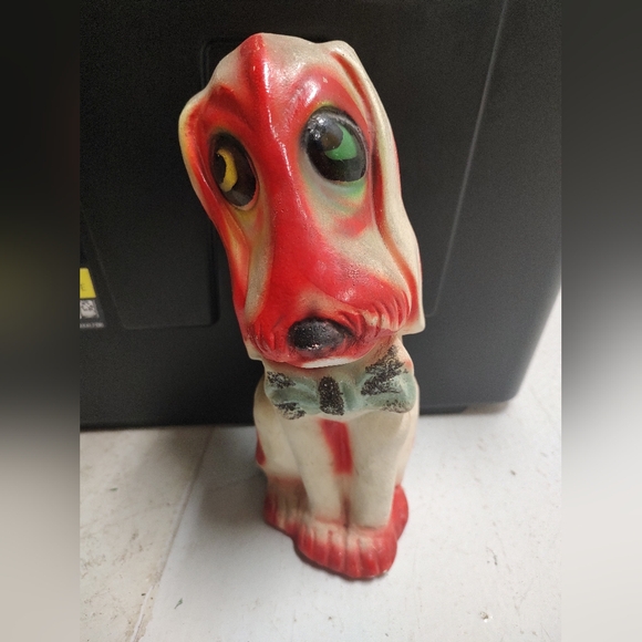 Dog | Vintage Red And Cream Dog Chalkware Dog | Poshmark